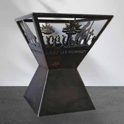Fire Pit - ANZAC Lest We Forget Square - Metal Art – Austech Illusions